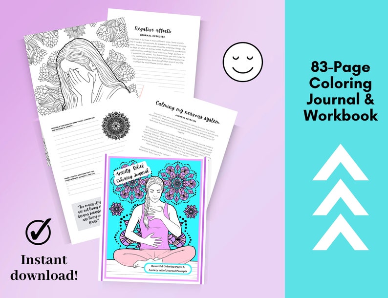 Anxiety Relief Journey Coloring Journal and Workbook - Self-help - Calm ...