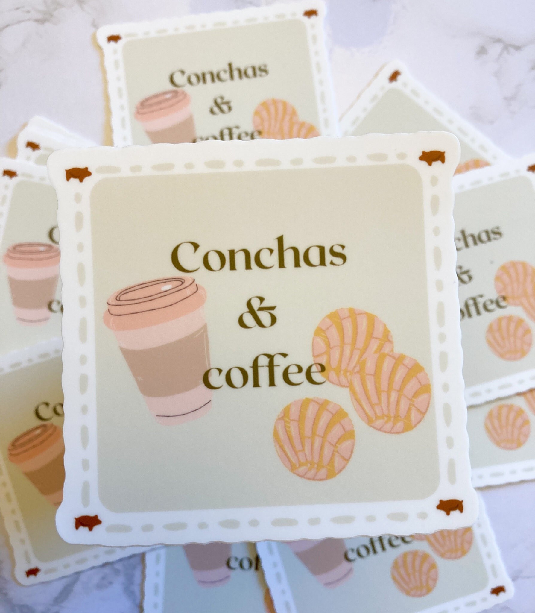 Conchas and Coffee-mexican Pan Dulce-waterproof Vinyl Sticker - Etsy
