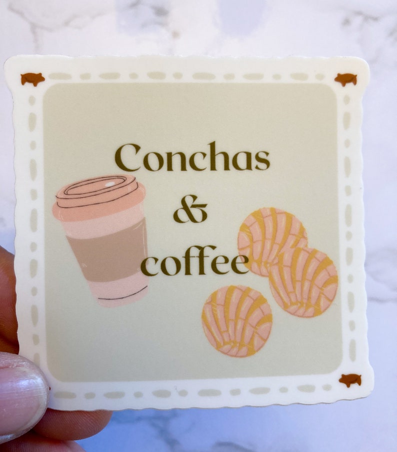 Conchas and Coffee-mexican Pan Dulce-waterproof Vinyl Sticker - Etsy