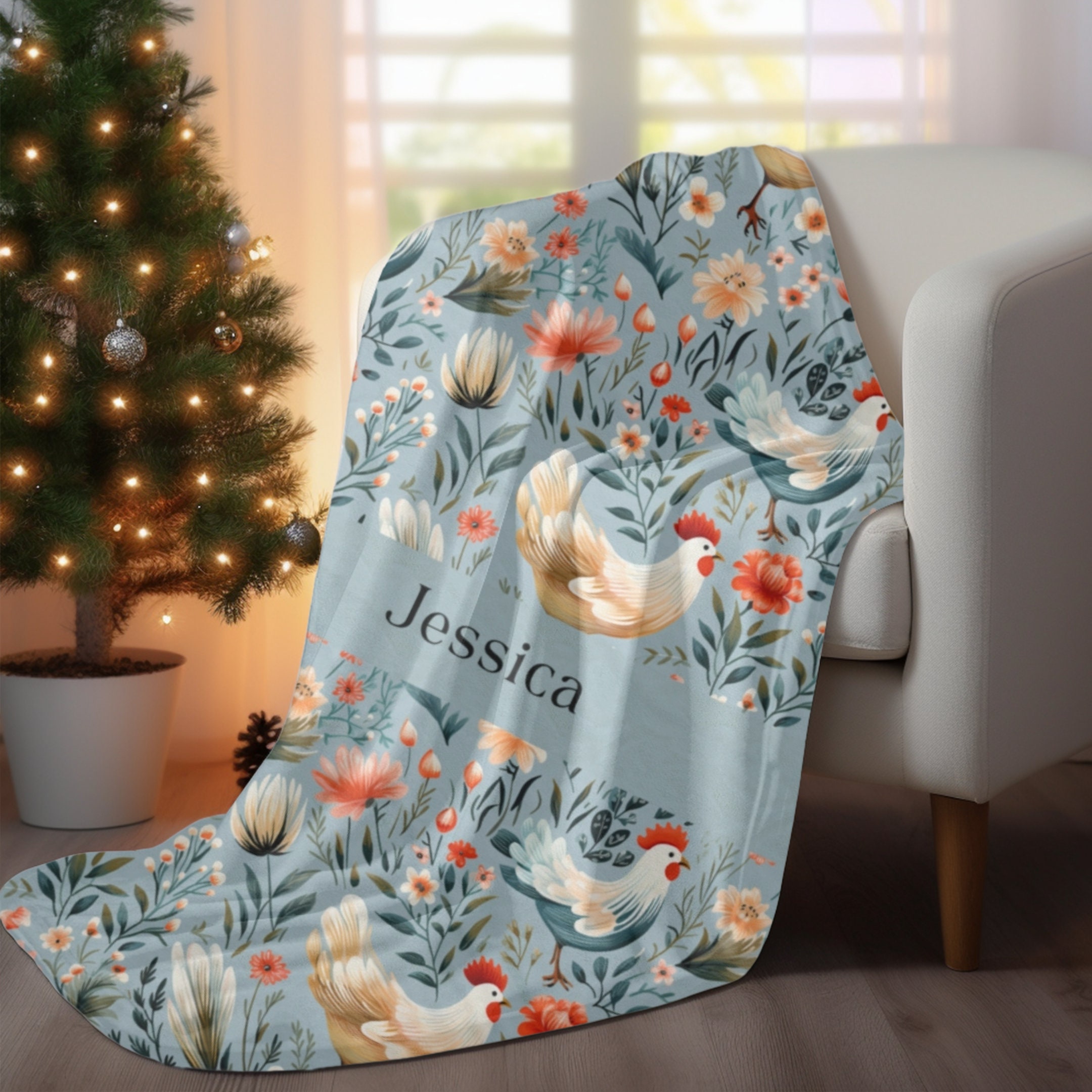 Personalized Name Chicken Blanket Pattern, Rooster Blanket, Gift for ...