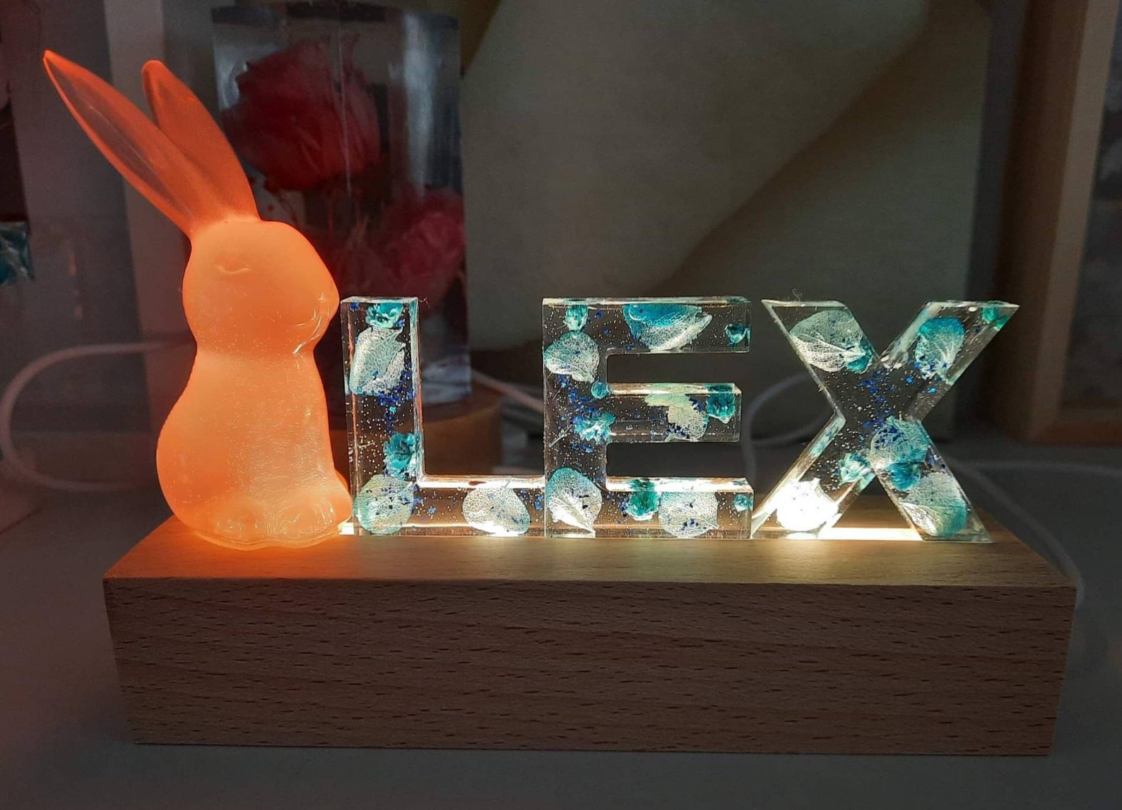 Customised 4cm Tall Name/letter Lamp Handmade With Epoxy Resin, Real ...