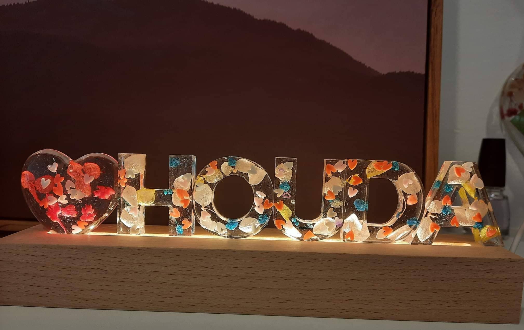 Customised 4cm Tall Name/letter Lamp Handmade With Epoxy Resin, Real ...