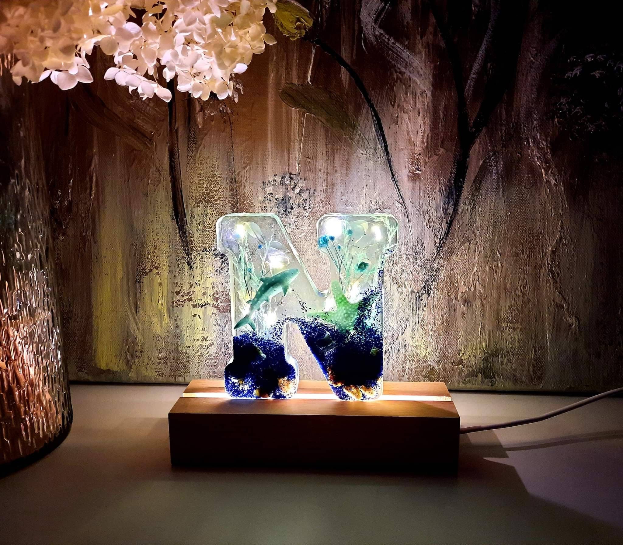 Customised 10cm Resin Letter Lamp With Dried Flowers and - Etsy