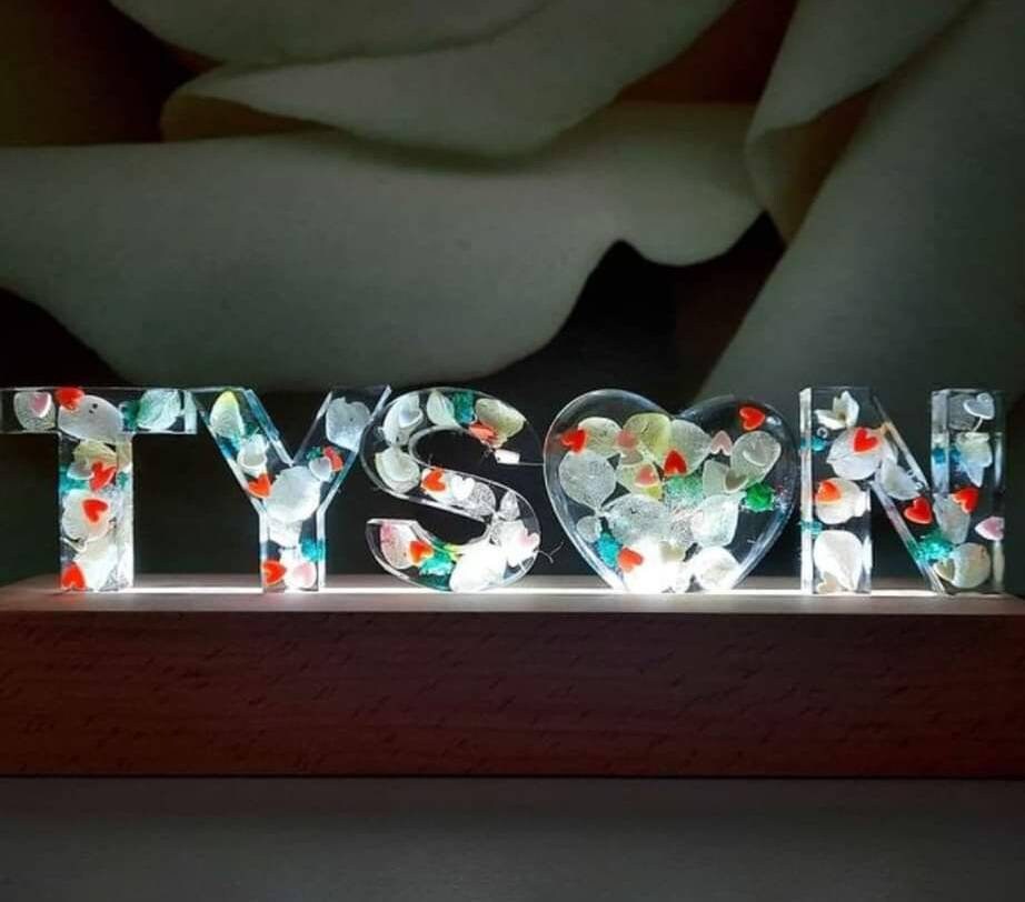 Customised 4cm Tall Name/letter Lamp Handmade With Epoxy Resin, Real ...