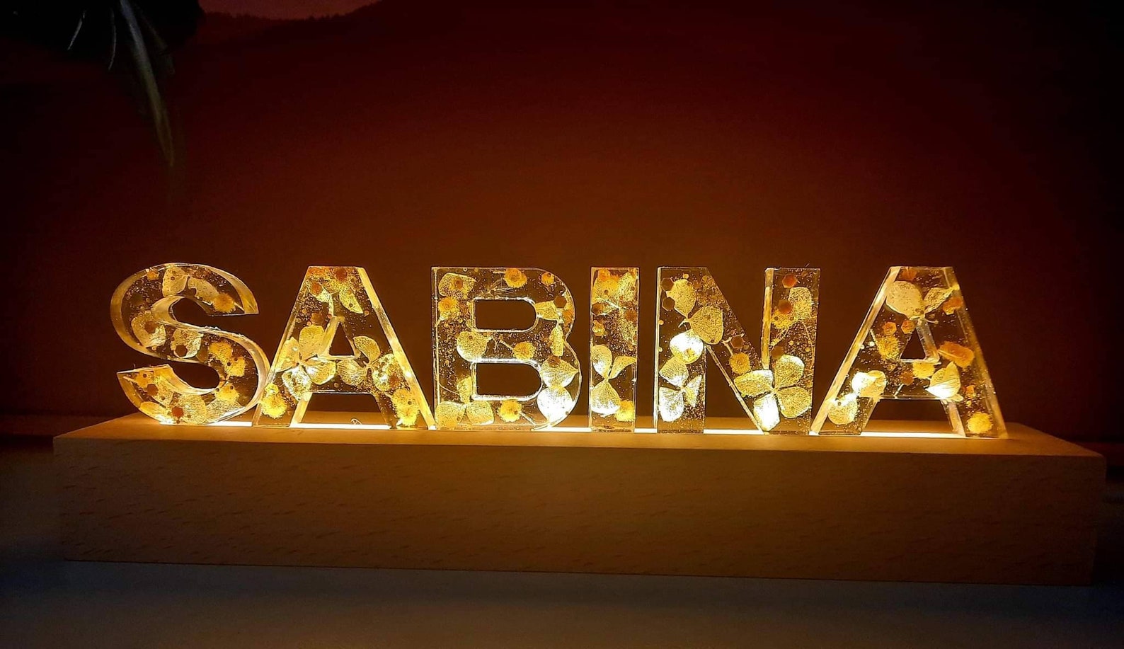 Customised 4cm Tall Name/letter Lamp Handmade With Epoxy Resin, Real ...