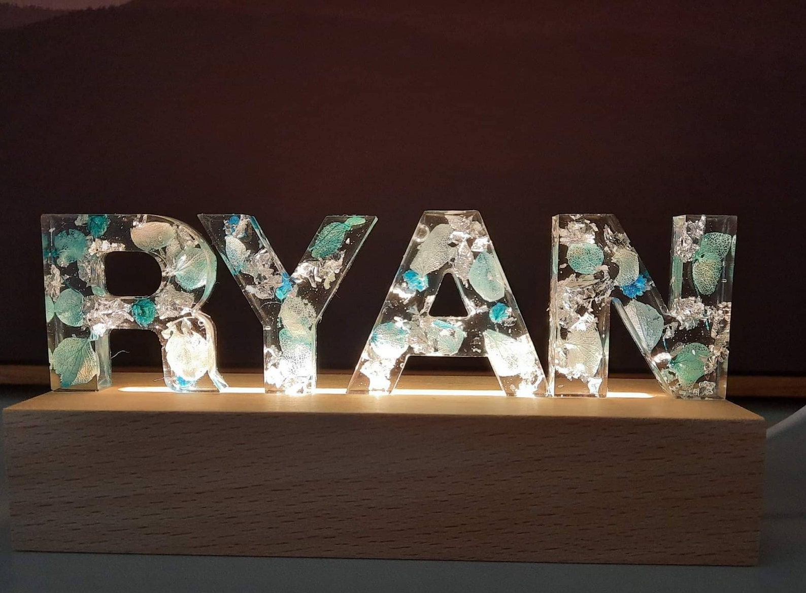 Customised 4cm Tall Name/letter Lamp Handmade With Epoxy Resin, Real ...