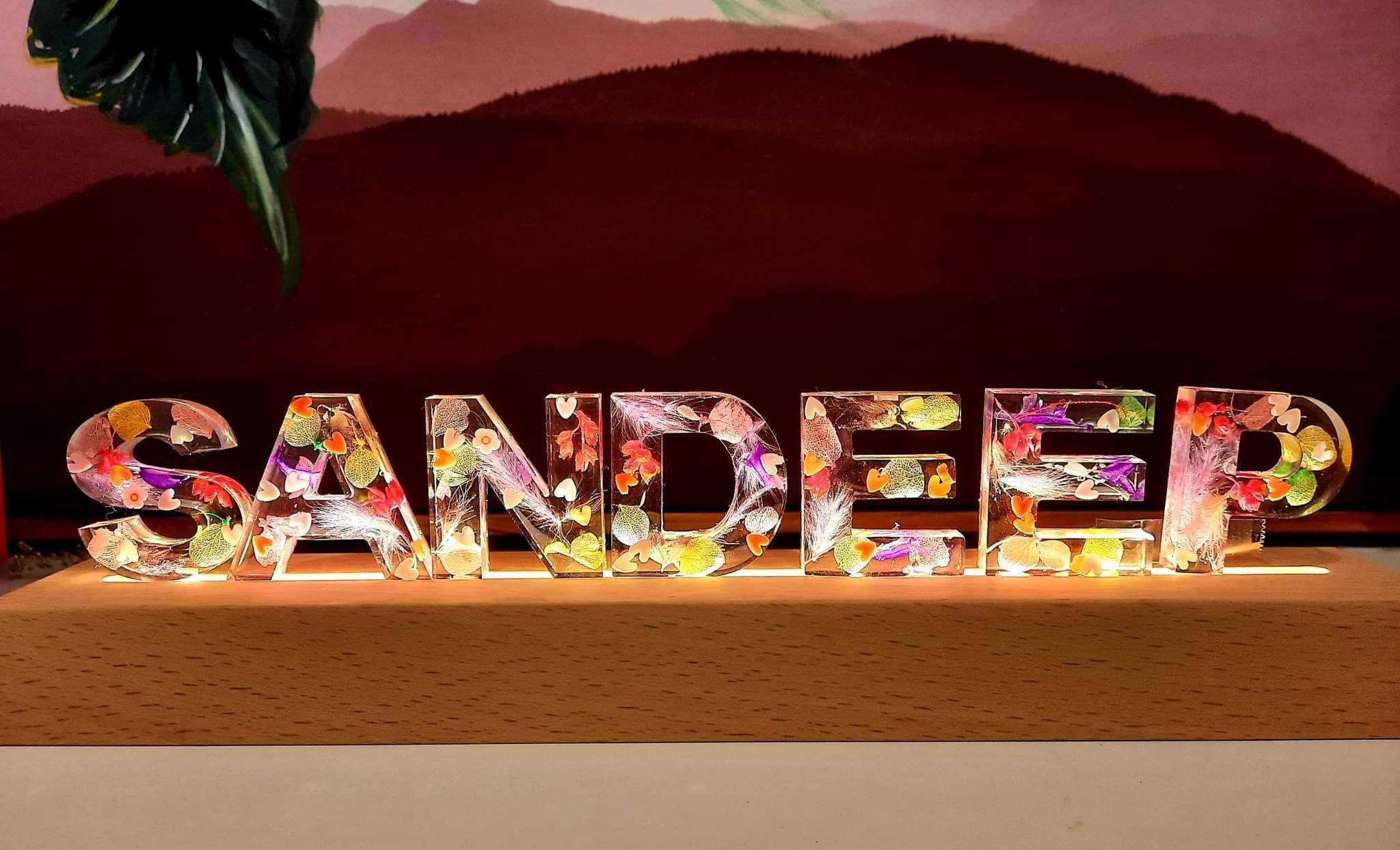 Customised 4cm Tall Name/letter Lamp Handmade With Epoxy Resin, Real ...