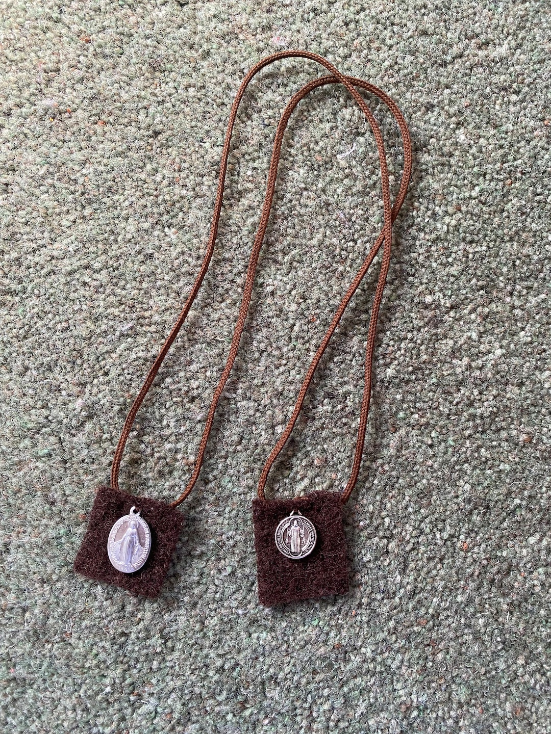 Catholic Brown Scapular With Medals - Etsy