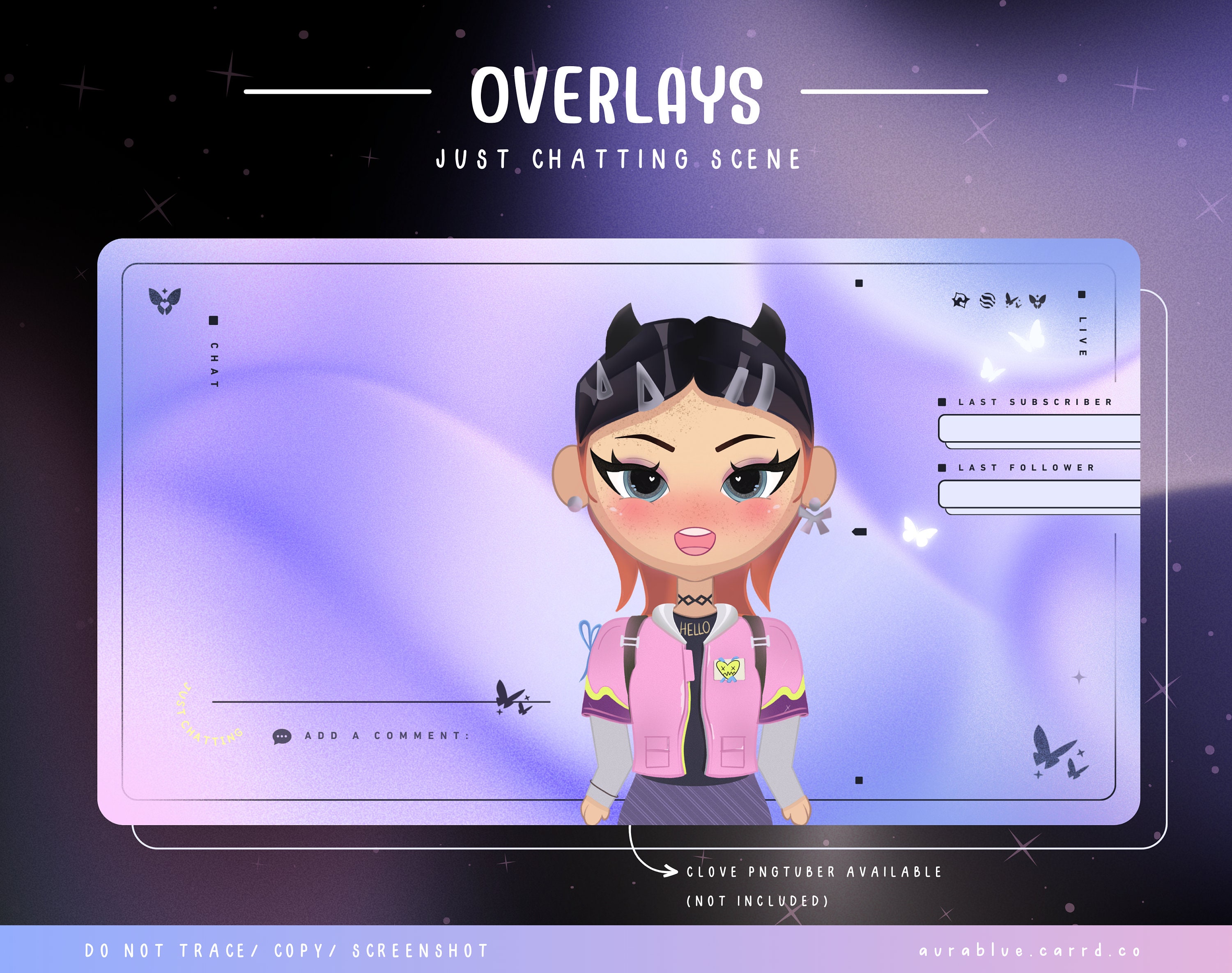 Simple V-tuber Streaming Clove Overlay Stream Bundle Twitch Overlay ...