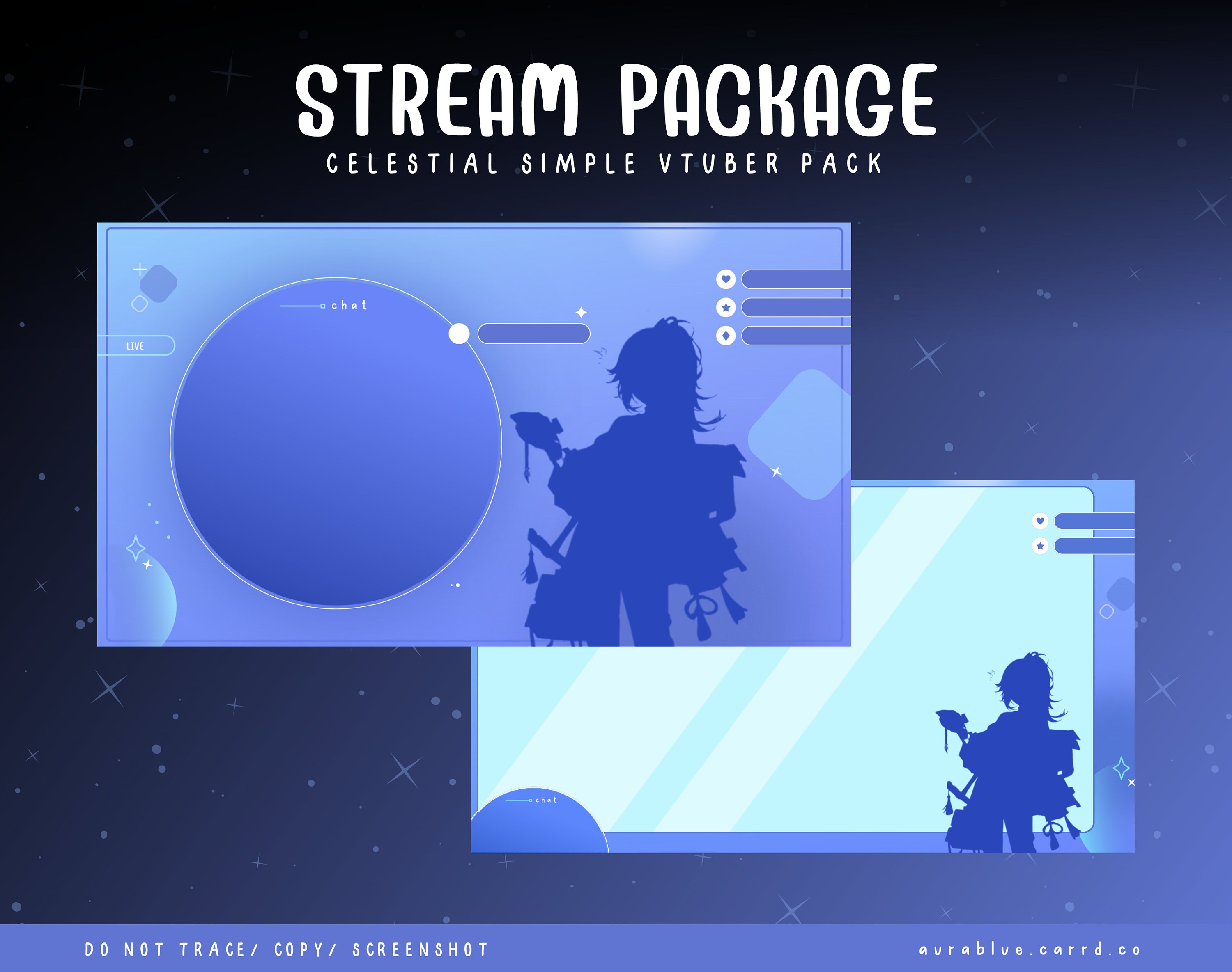 Simple V-tuber Streaming Overlay Celestial Stream Bundle Twitch Overlay ...