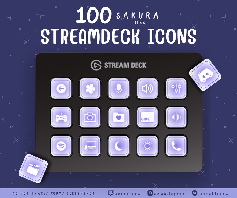 Sakura Stream Deck Icons Lilac Stream Twitch Cute Static - Etsy