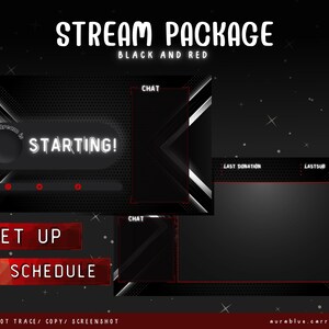 Black and Red Streaming Overlay- Stream Bundle - Twitch - Overlay - BW ...