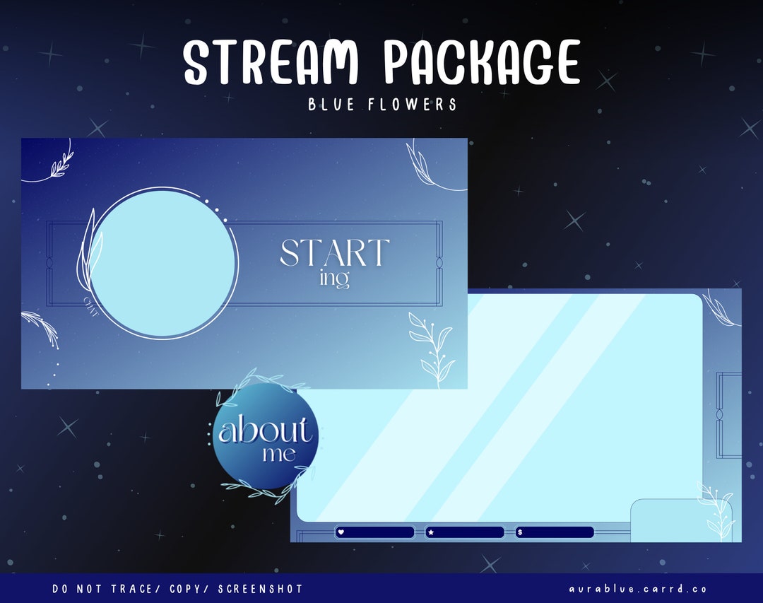 Flowers Streaming Overlay- Stream Bundle - Twitch - Overlay- Game-blue ...