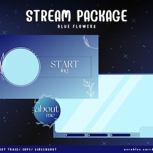 Flowers Streaming Overlay- Stream Bundle - Twitch - Overlay- Game-blue ...