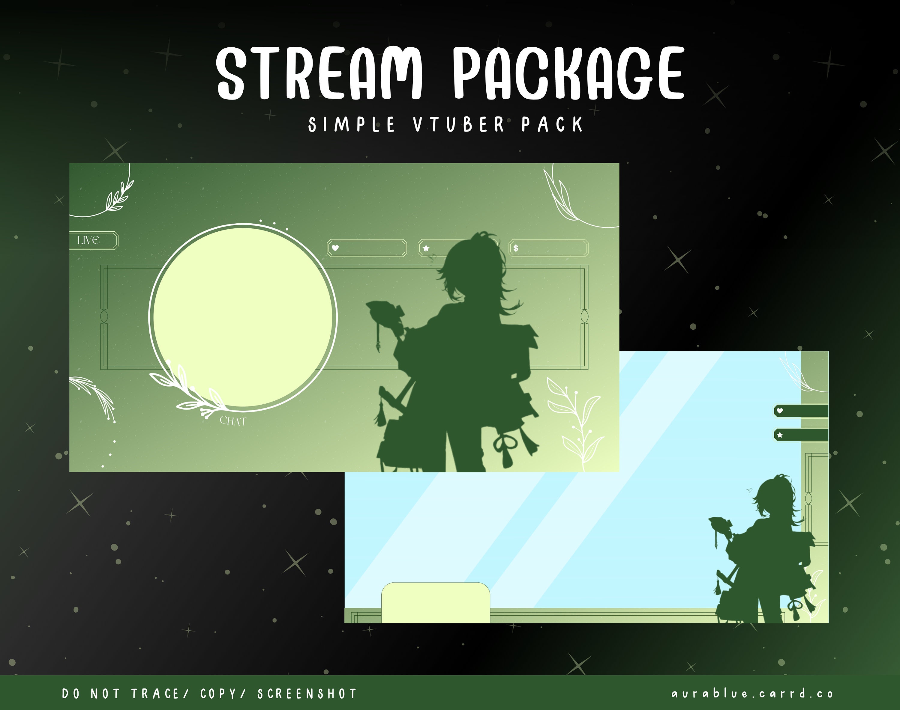 Simple V-tuber Streaming Overlay Stream Bundle Twitch Overlay Cute ...