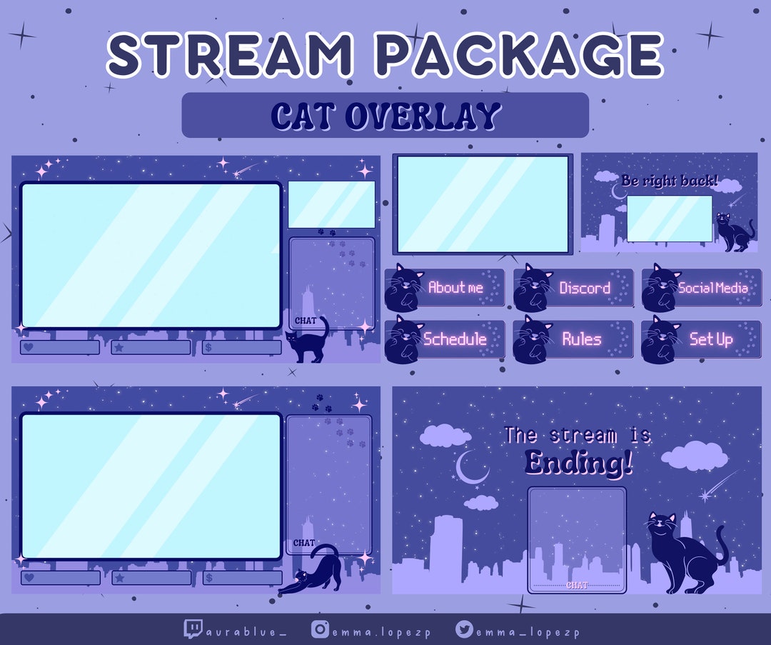Cat Streaming Overlay Stream Bundle Twitch Overlay - Etsy