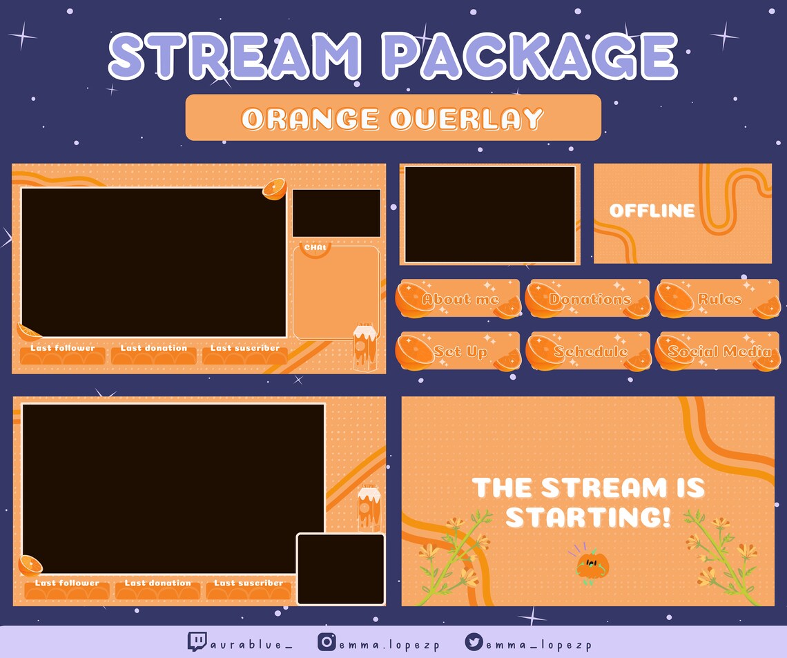 Orange Streaming Overlay Stream Bundle Twitch Overlay - Etsy