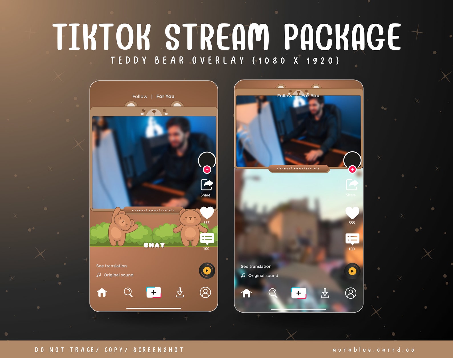 Teddy Bear Tiktok Streaming Overlays Stream Bundle Tiktoklive Overlay Cute Kawaii beige ...