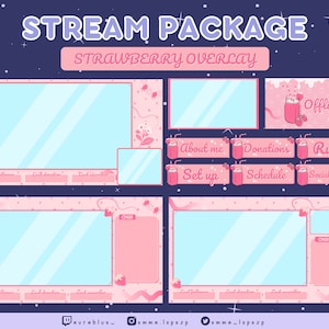 Strawberry Streaming Overlay Stream Bundle Twitch Overlay - Etsy