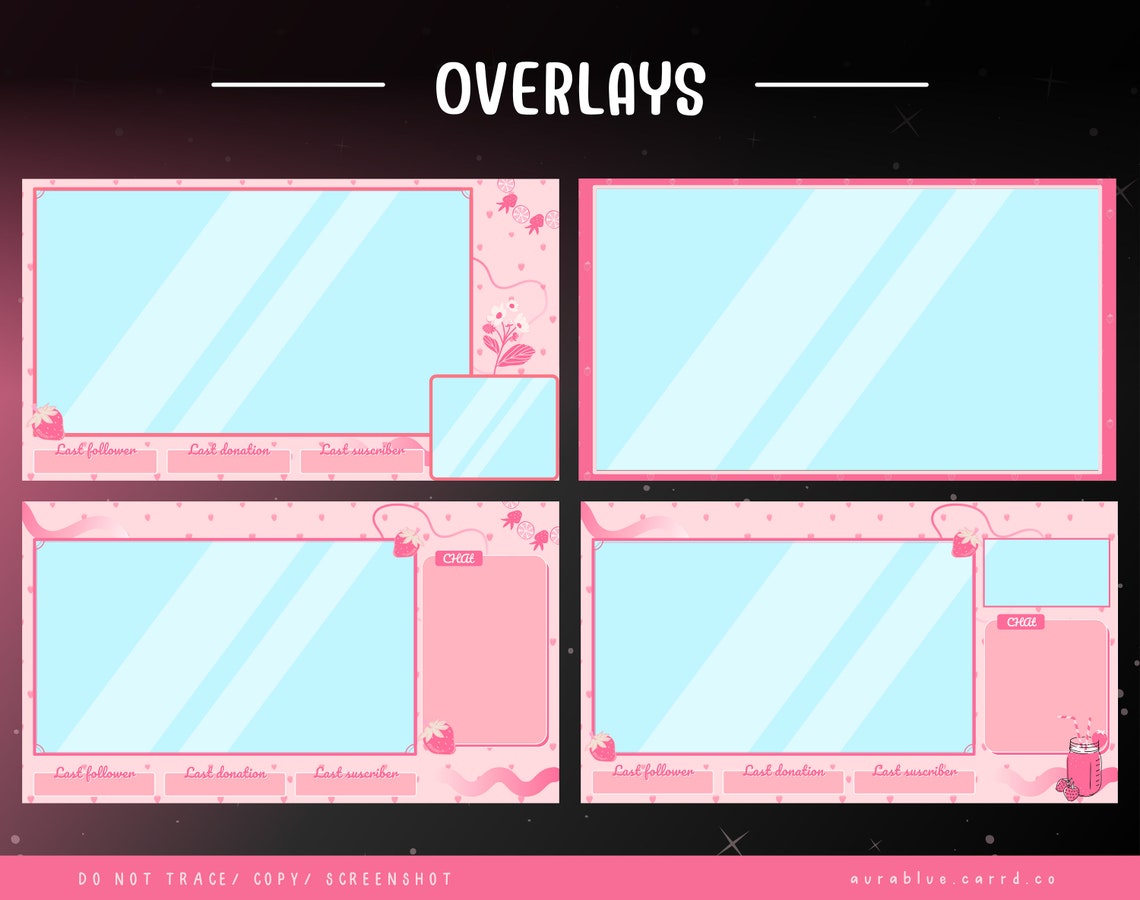 Strawberry Streaming Overlay- Stream Bundle - Twitch - Overlay - Pink ...