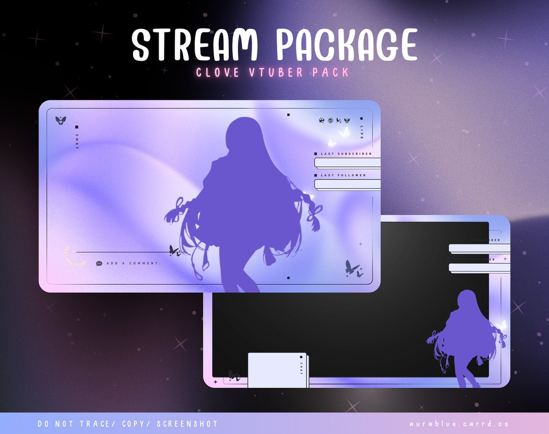 Simple V-tuber Streaming Clove Overlay Stream Bundle Twitch Overlay ...