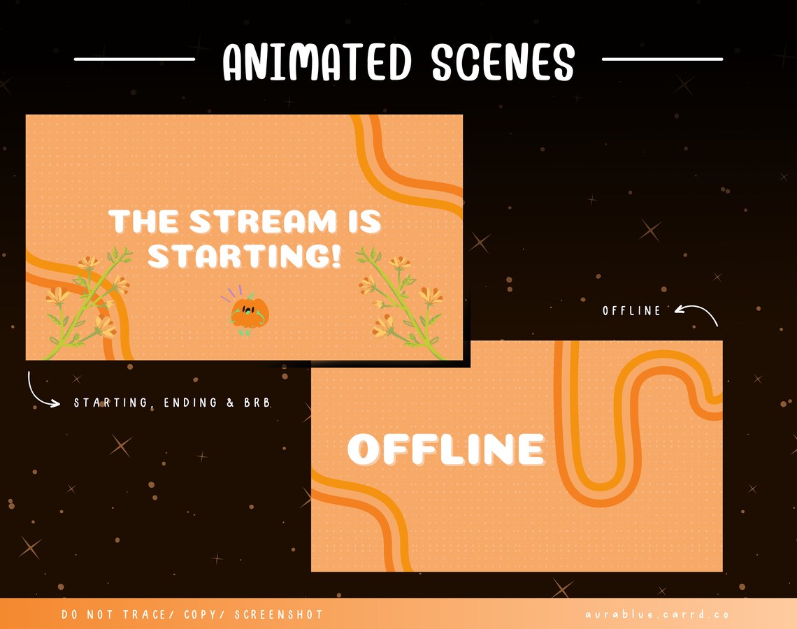 Orange Streaming Overlay- Stream Bundle - Twitch - Overlay - Cute - Etsy