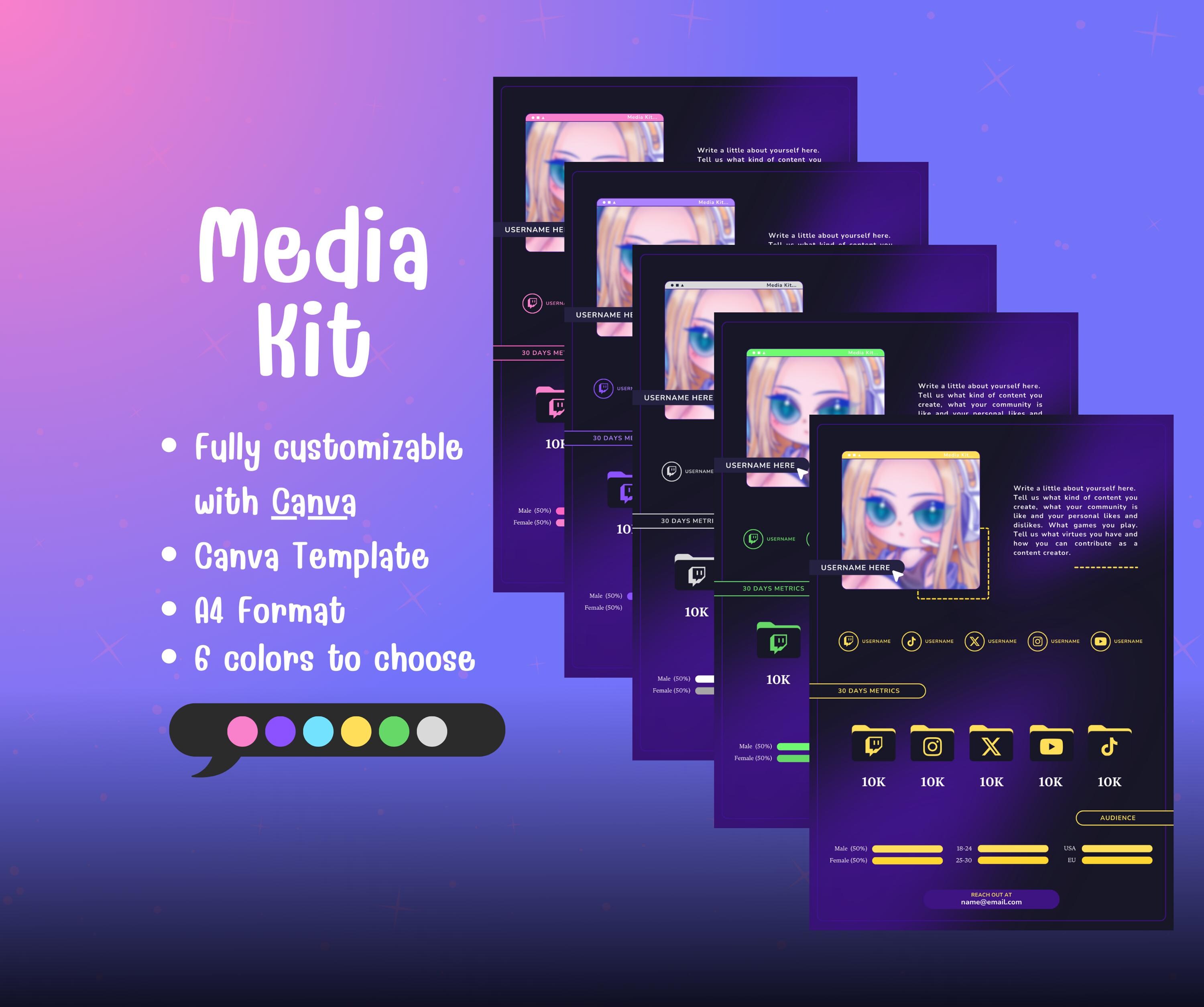Basic Social Media Kit Template for Content Creators - Customizable ...