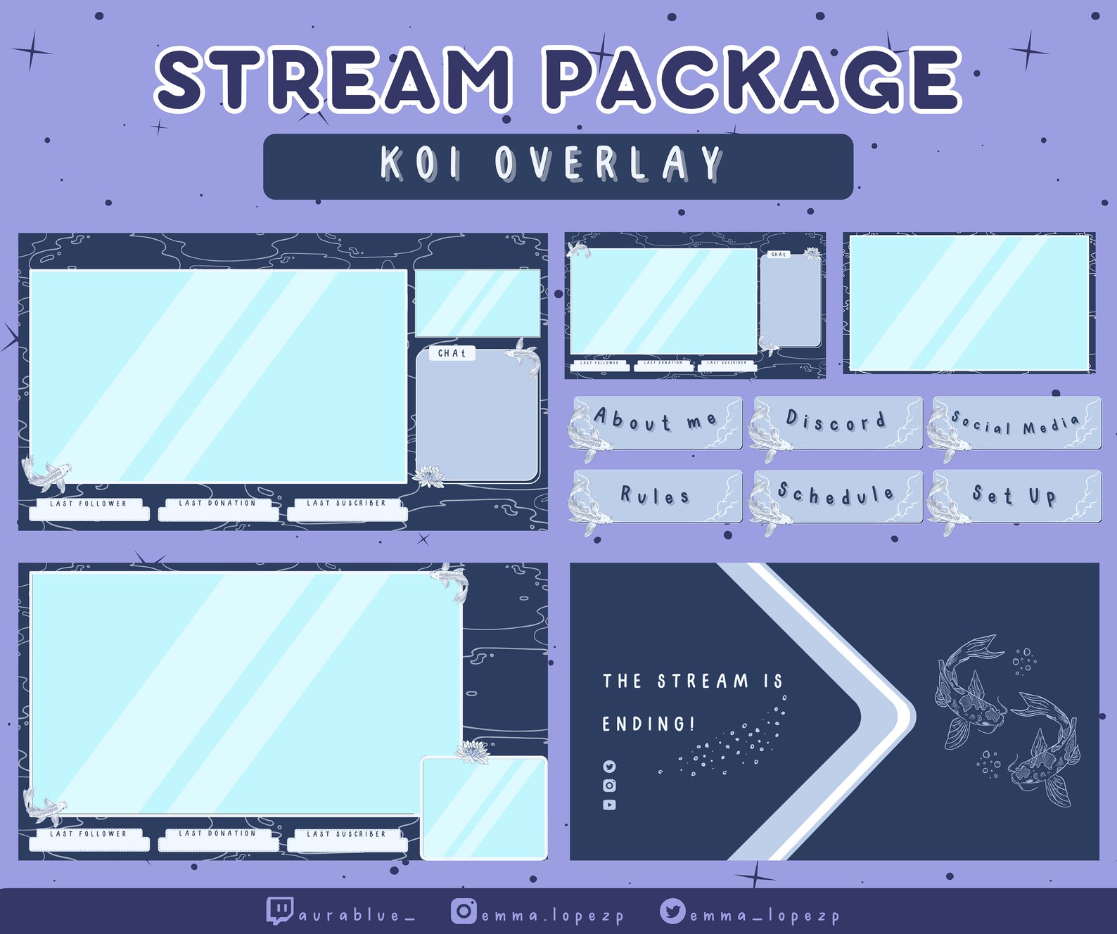 Koi Streaming Overlay Stream Bundle Twitch Overlay - Etsy