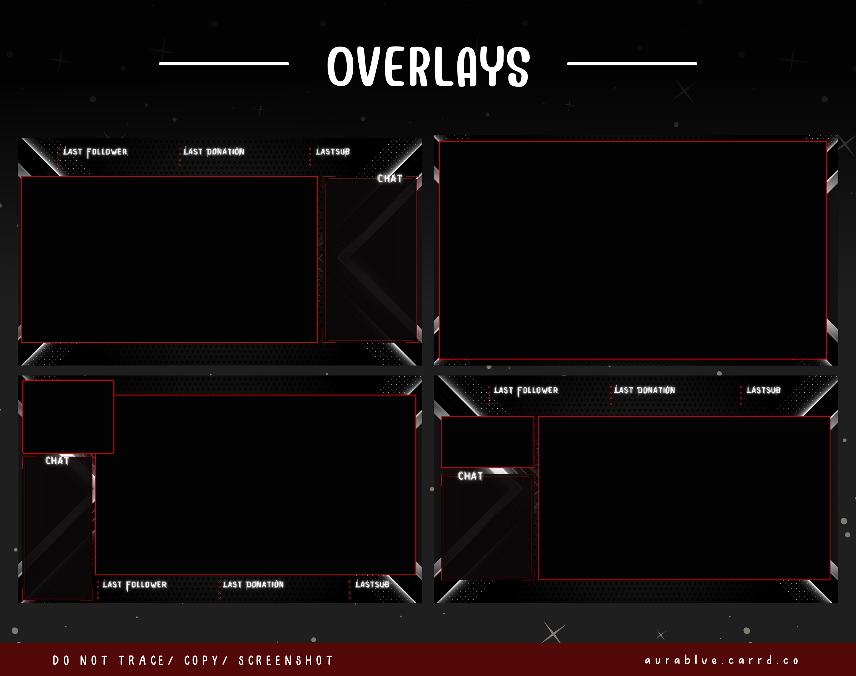 Black and Red Streaming Overlay Stream Bundle Twitch Overlay BW Gamer ...