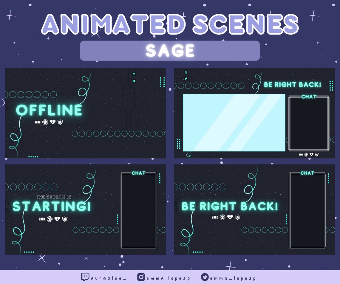 Sage Streaming Overlay Stream Bundle Twitch Overlay - Etsy España