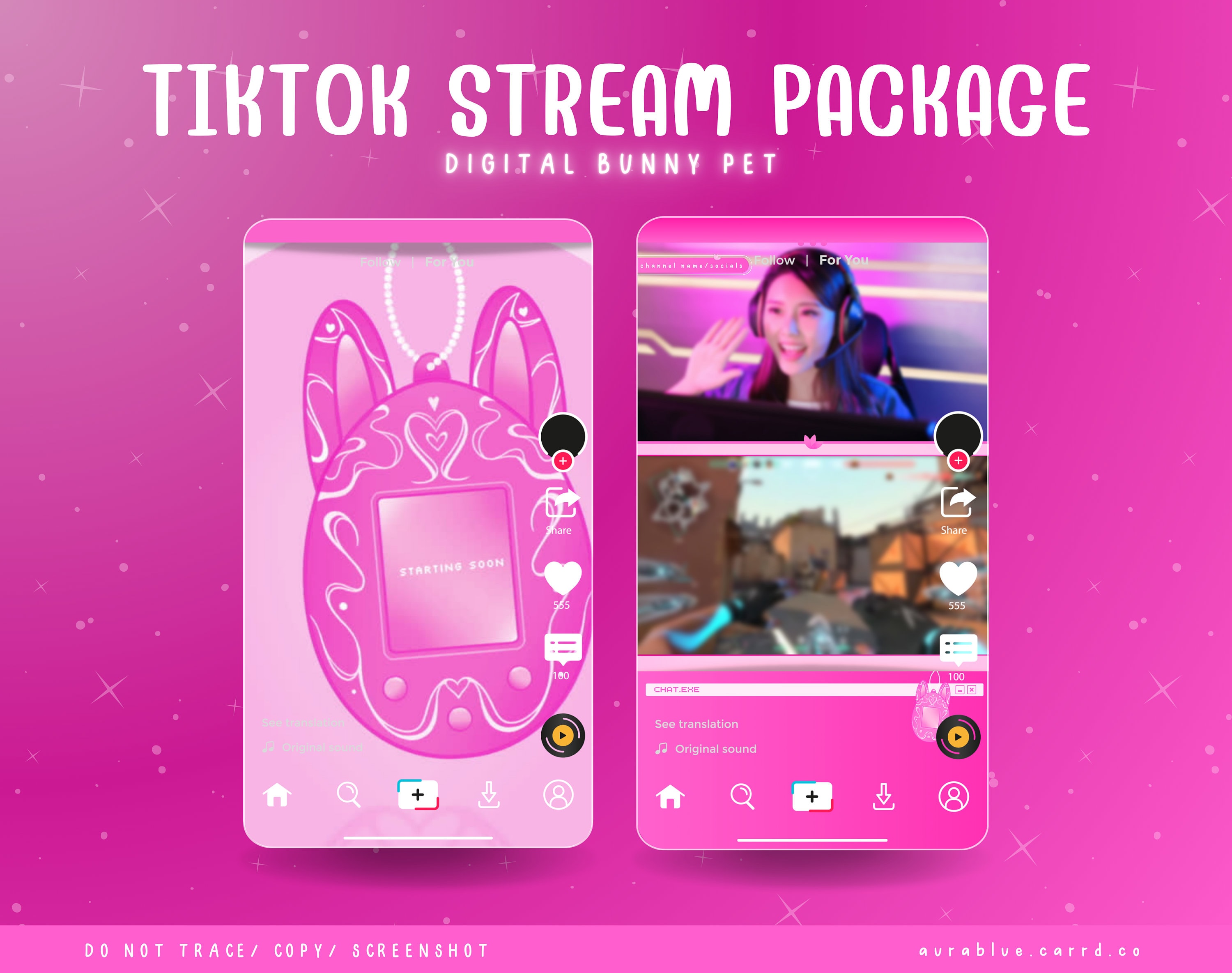 Digital Bunny Pet Tiktok Streaming Overlays- Stream Bundle - Tiktoklive ...