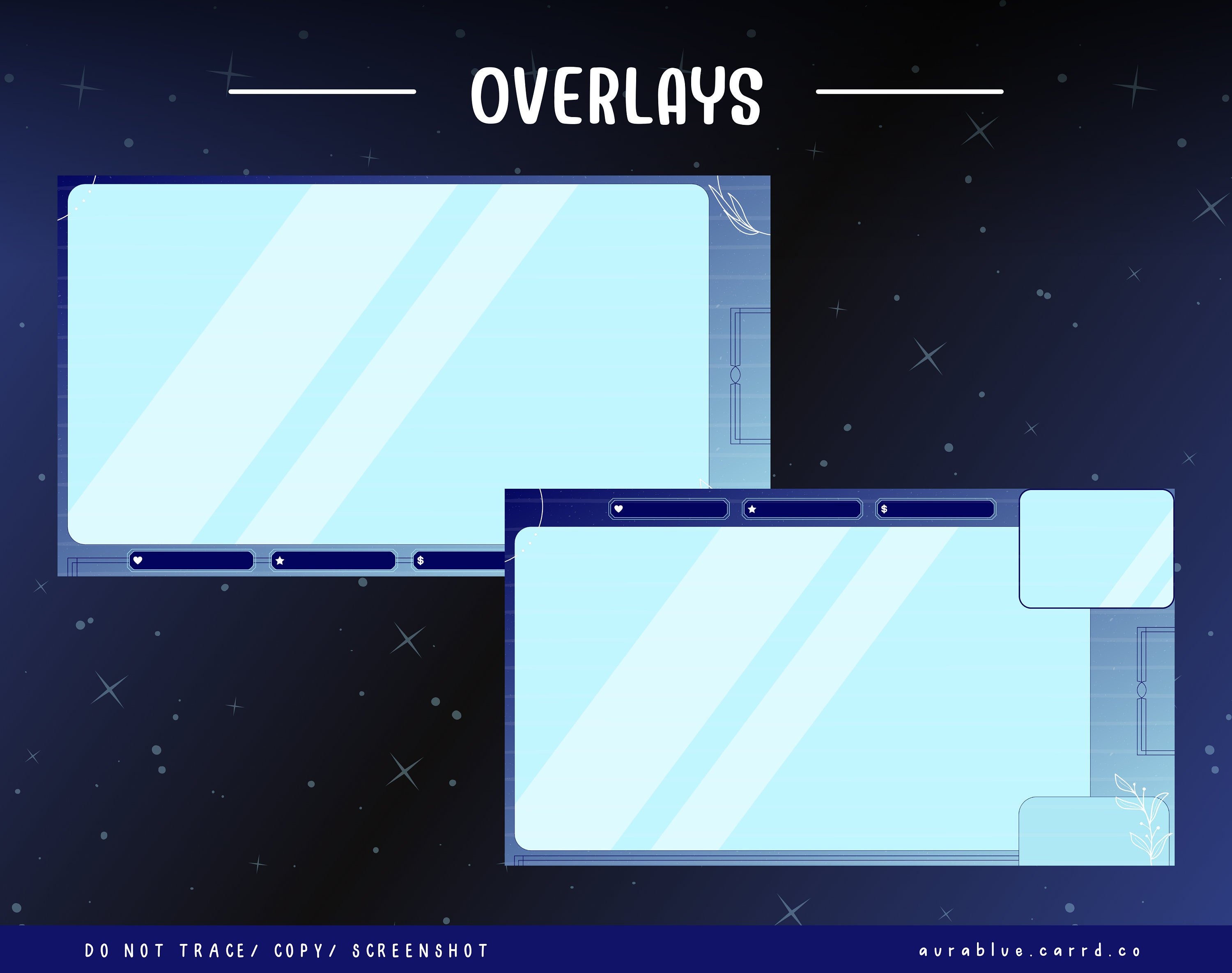 Flowers Streaming Overlay- Stream Bundle - Twitch - Overlay- Game-blue ...
