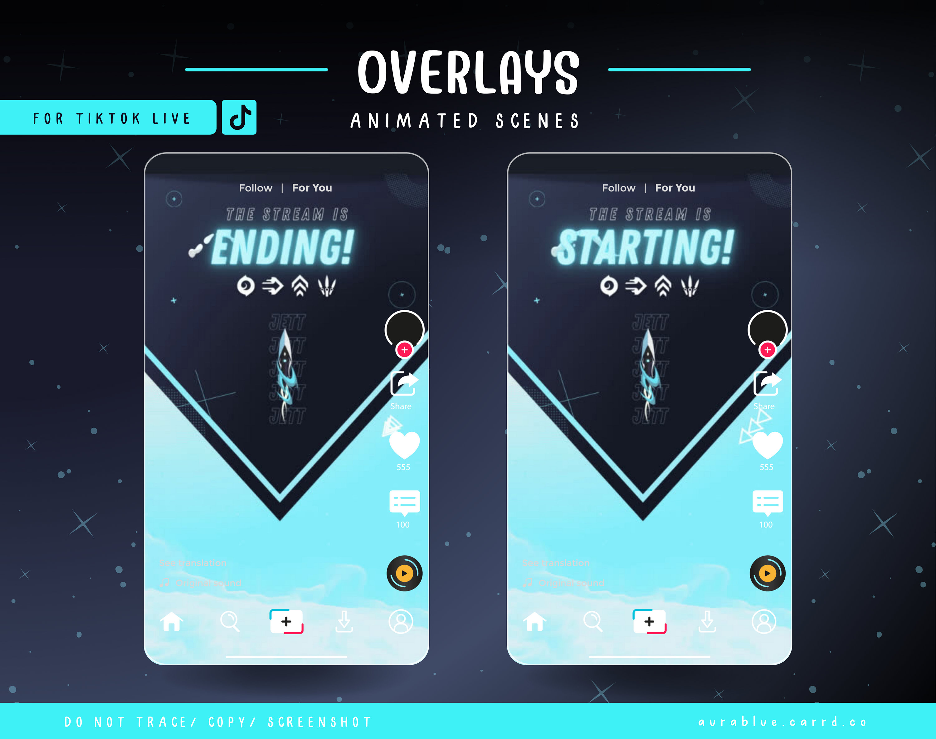 Jett Tiktok Streaming Overlays- Stream Bundle - Live- Animated - Cute ...