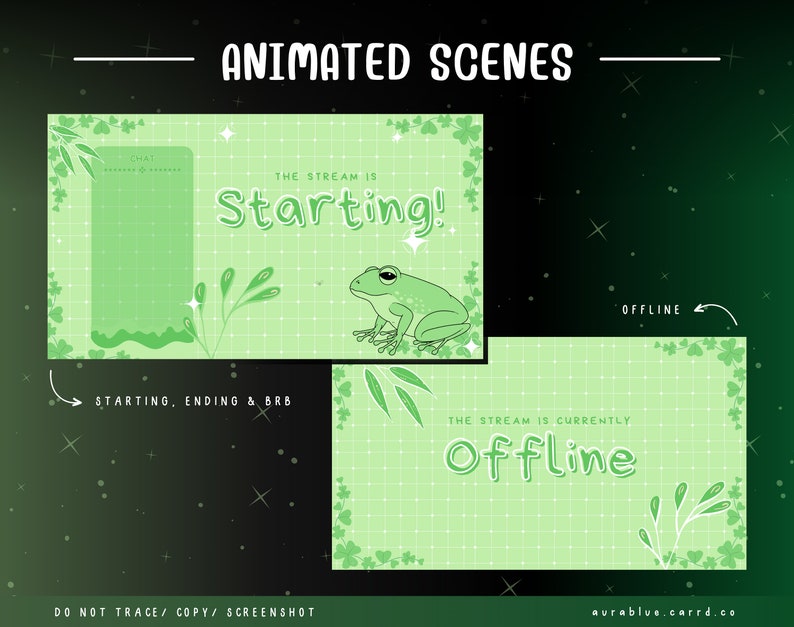 Frog Streaming Overlay - Stream Bundle - Twitch - Overlay - Green - Etsy