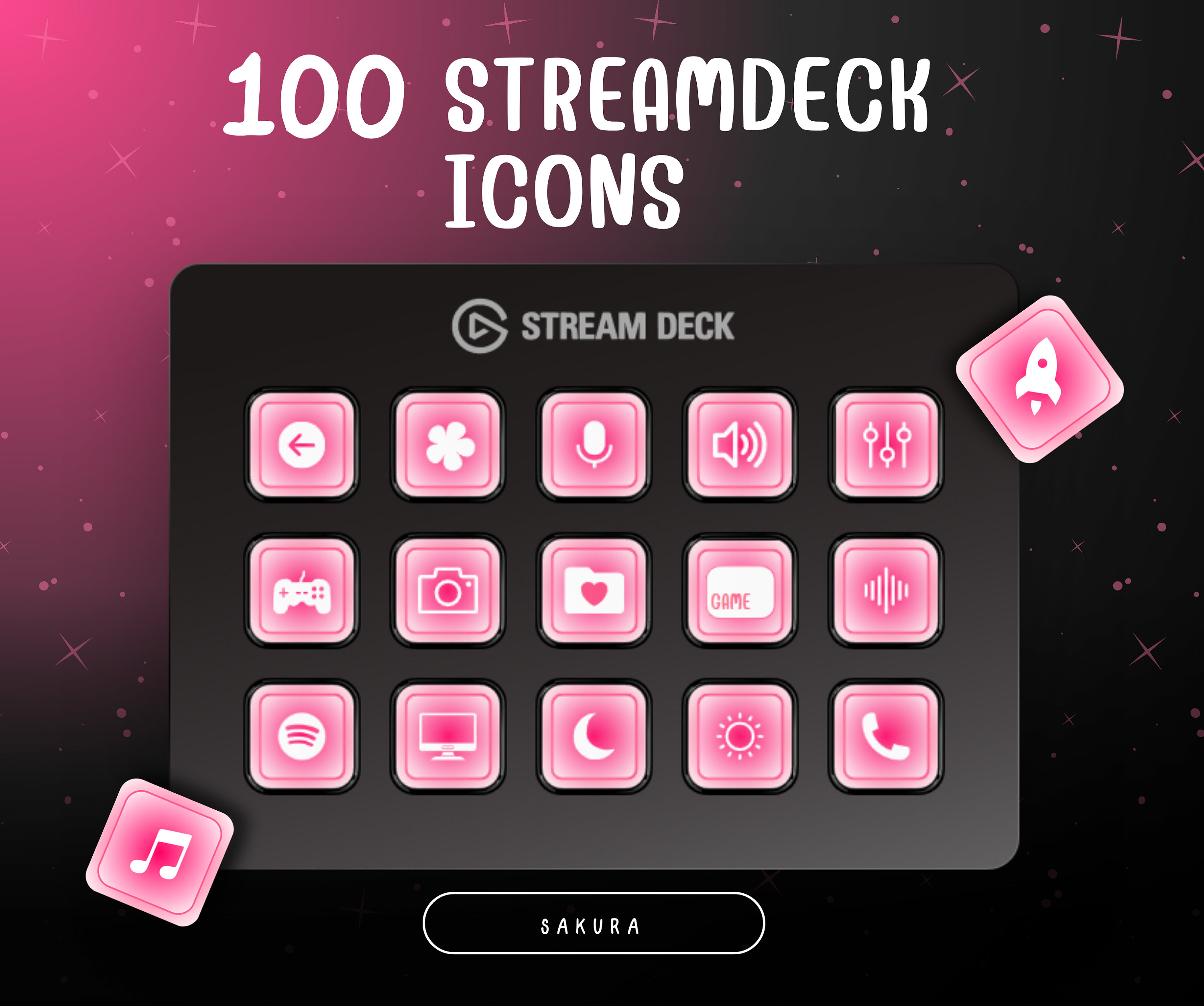 Sakura Stream Deck Icons Pink- Stream - Twitch- Cute- Static- 100 Icons ...