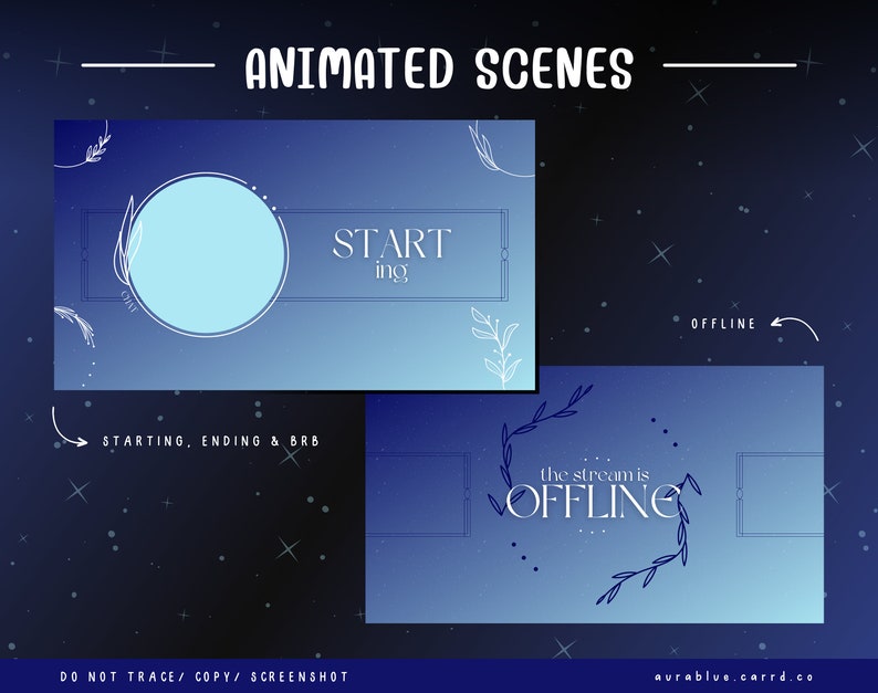 Flowers Streaming Overlay- Stream Bundle - Twitch - Overlay- Game-blue ...