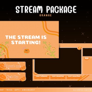 Orange Streaming Overlay- Stream Bundle - Twitch - Overlay - Cute - Etsy