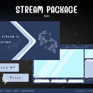 Koi Streaming Overlay- Stream Bundle - Twitch - Overlay - Cute- Fish - Etsy