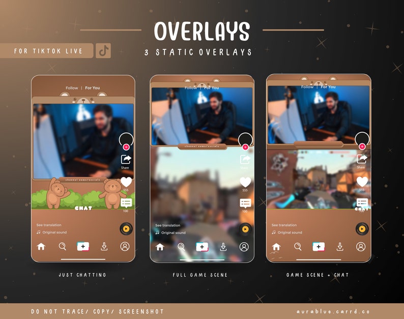 Teddy Bear Tiktok Streaming Overlays Stream Bundle Tiktoklive Overlay Cute Kawaii beige ...