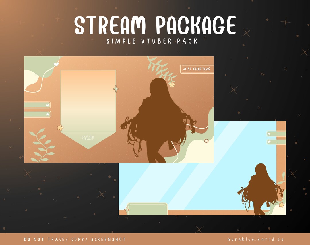 Simple V-tuber Streaming Overlay Stream Bundle Twitch Overlay Cute ...