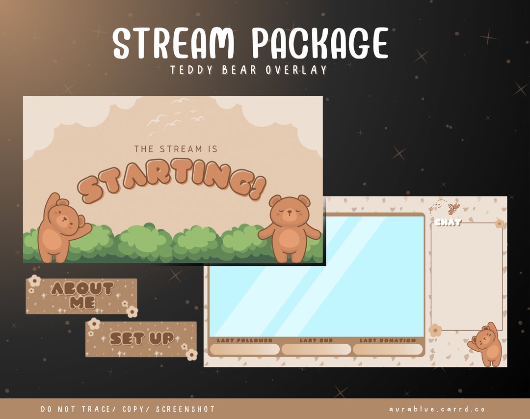 Teddy Bear Streaming Overlay- Stream Bundle - Twitch - Overlay - Cute ...