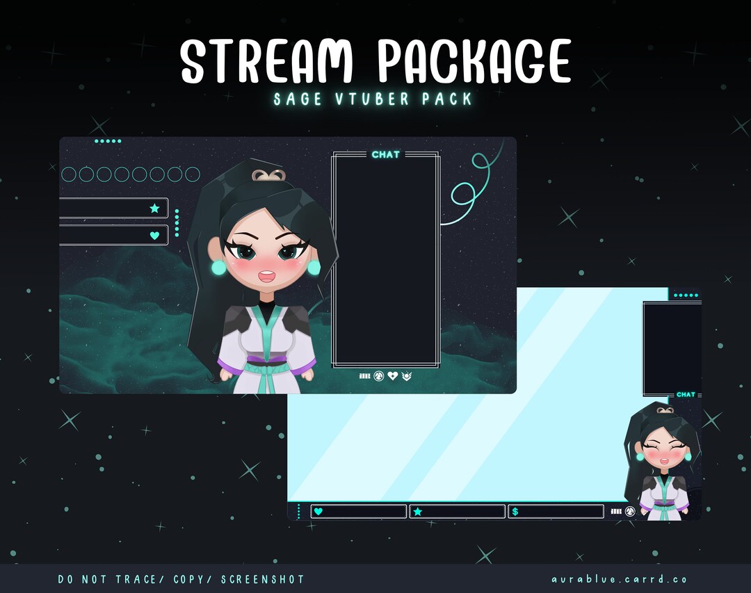 Sage V-tuber Simple Streaming Overlay - Stream Bundle - Twitch ...
