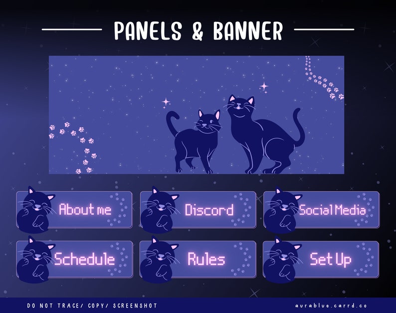 Cat Streaming Overlay- Stream Bundle - Twitch - Overlay - Kitty- Purple ...
