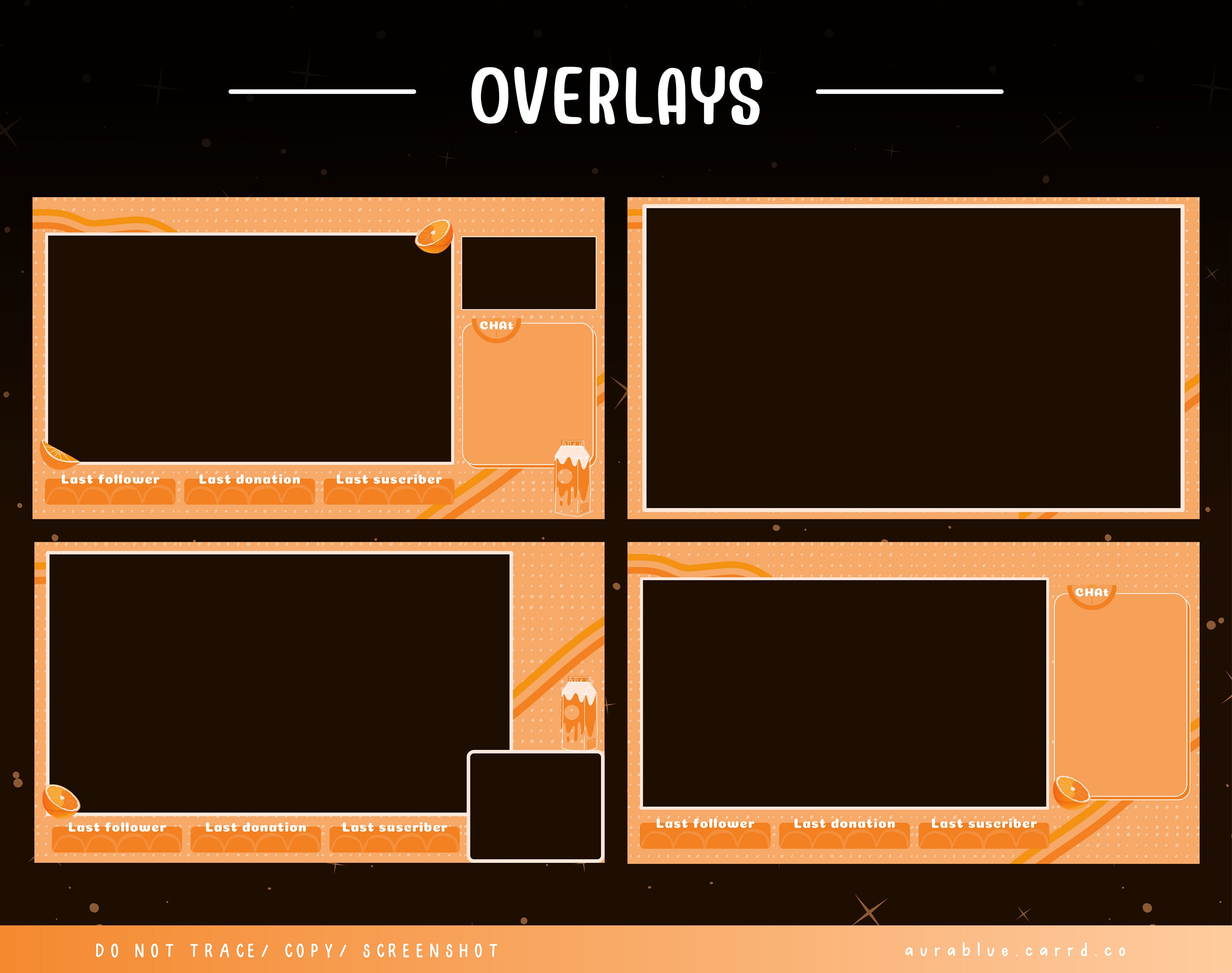 Orange Streaming Overlay- Stream Bundle - Twitch - Overlay - Cute - Etsy