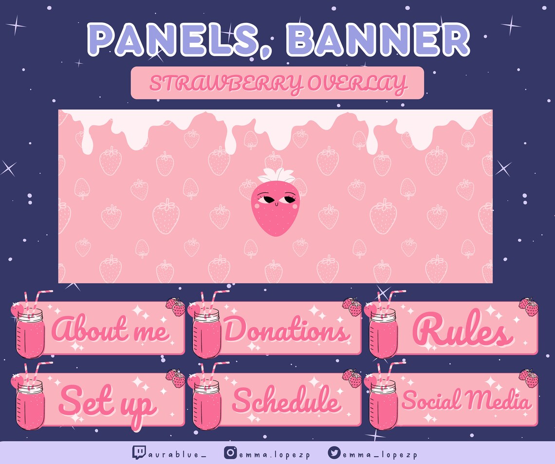 Strawberry Streaming Overlay Stream Bundle Twitch Overlay - Etsy