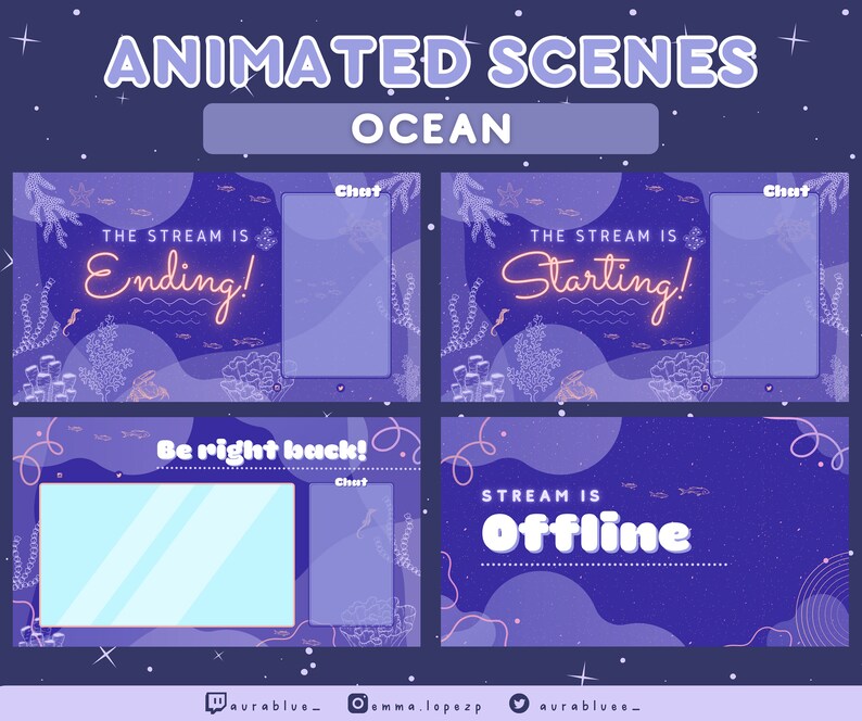Animated Ocean Streaming Overlay Stream Bundle Twitch - Etsy
