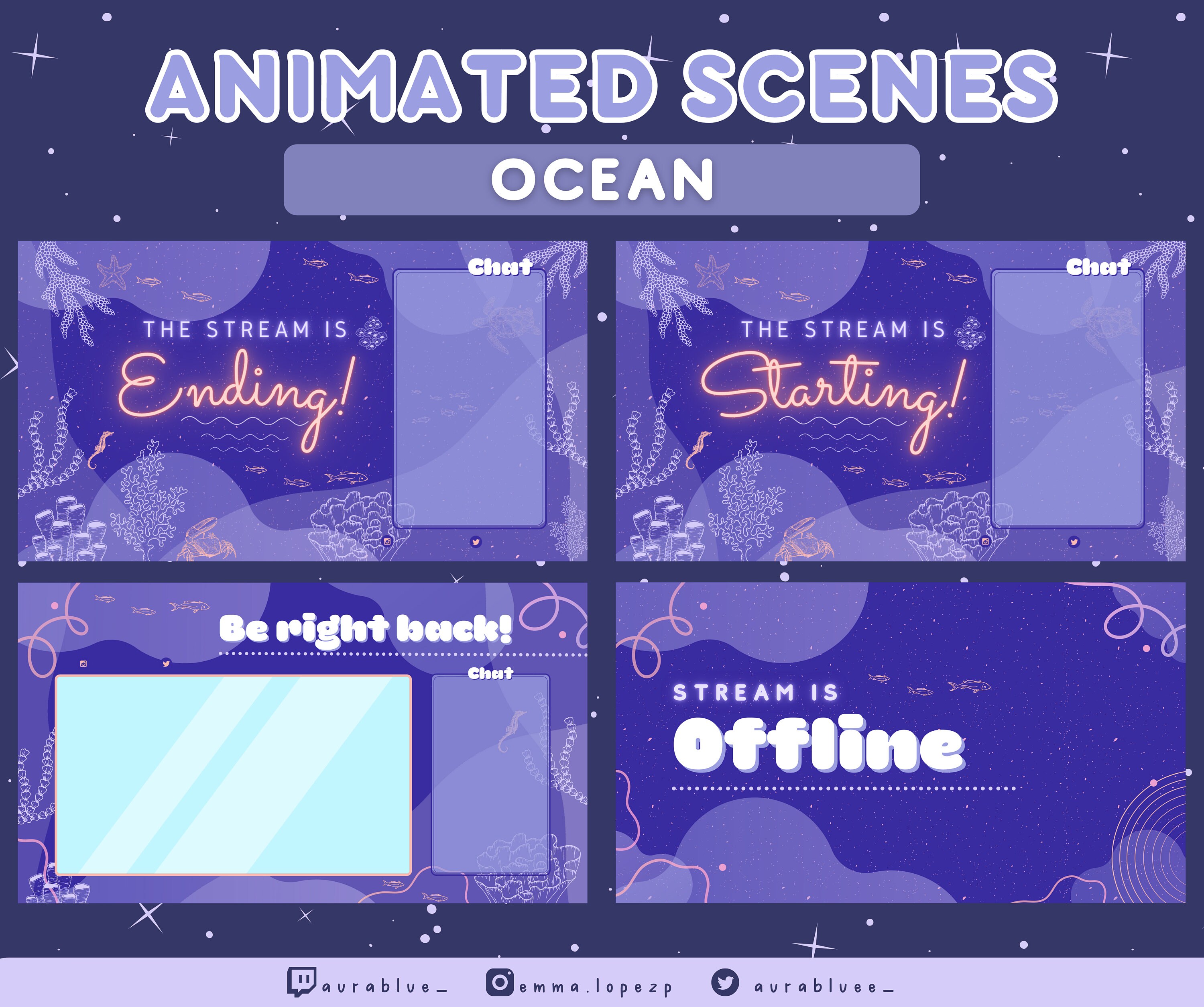 Animated Ocean Streaming Overlay Stream Bundle Twitch - Etsy