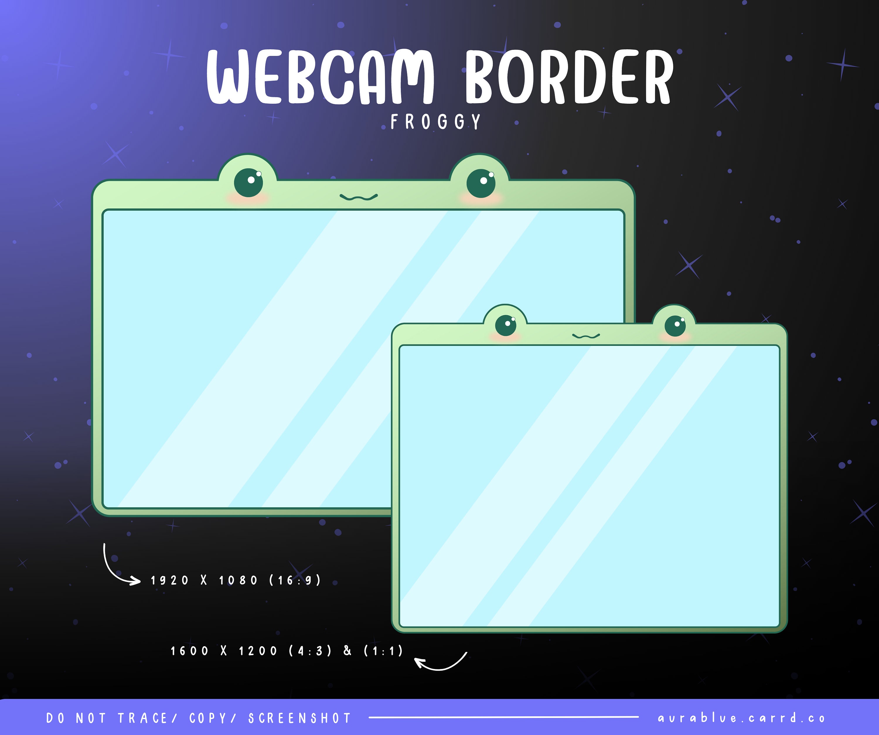 Froggy Webcam Border- Stream - Twitch - Overlay - Cute- Static- Green ...