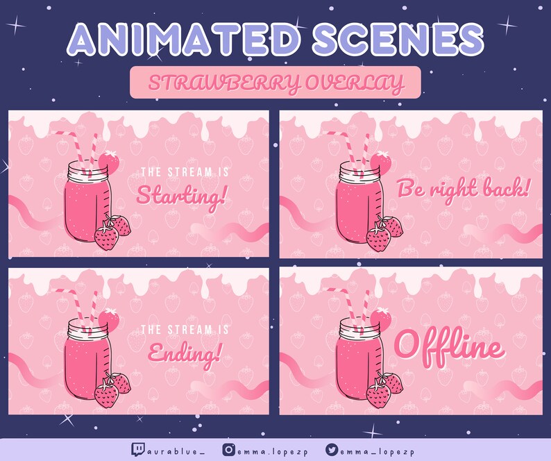 Strawberry Streaming Overlay Stream Bundle Twitch Overlay - Etsy