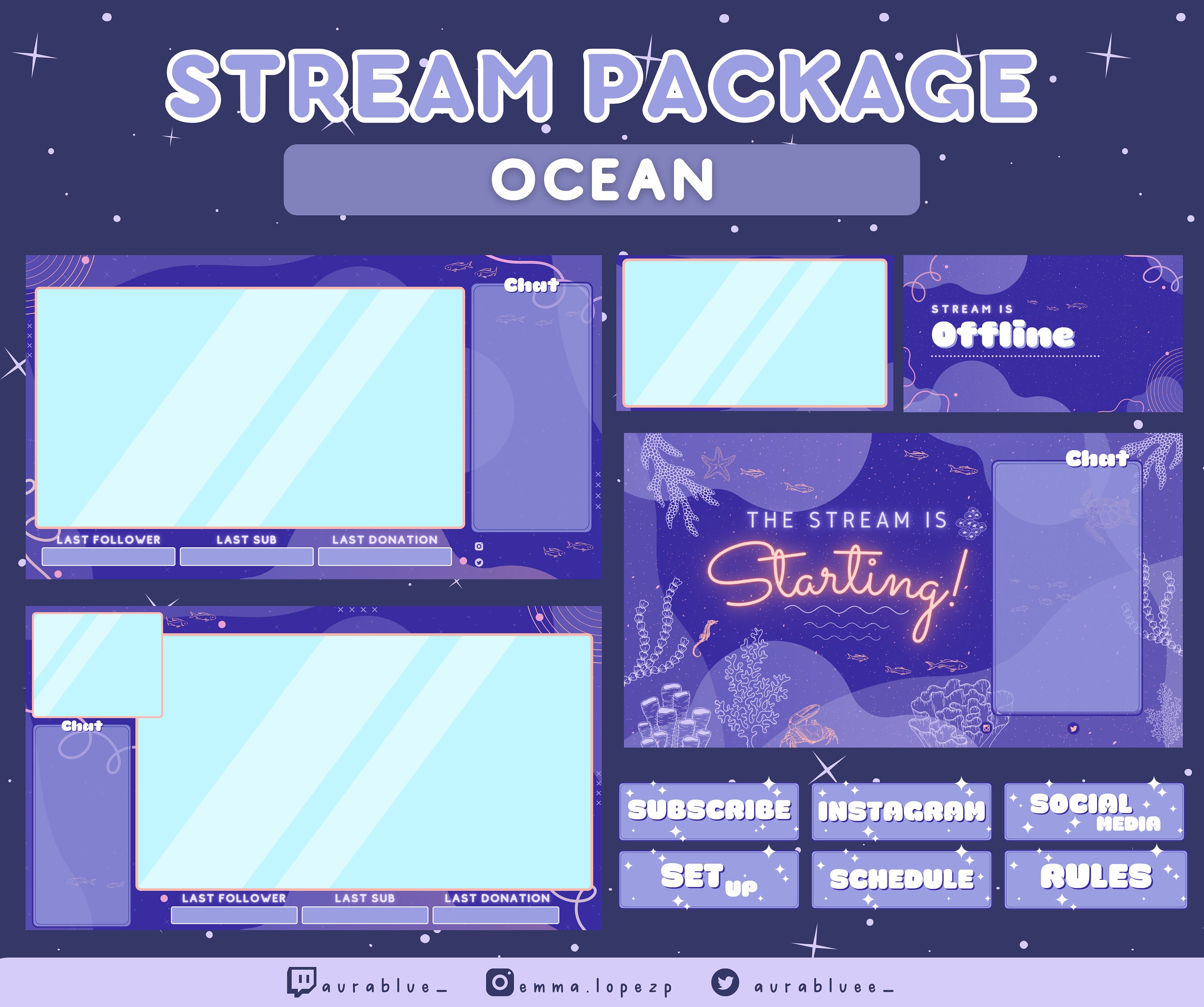 Animated Ocean Streaming Overlay Stream Bundle Twitch - Etsy